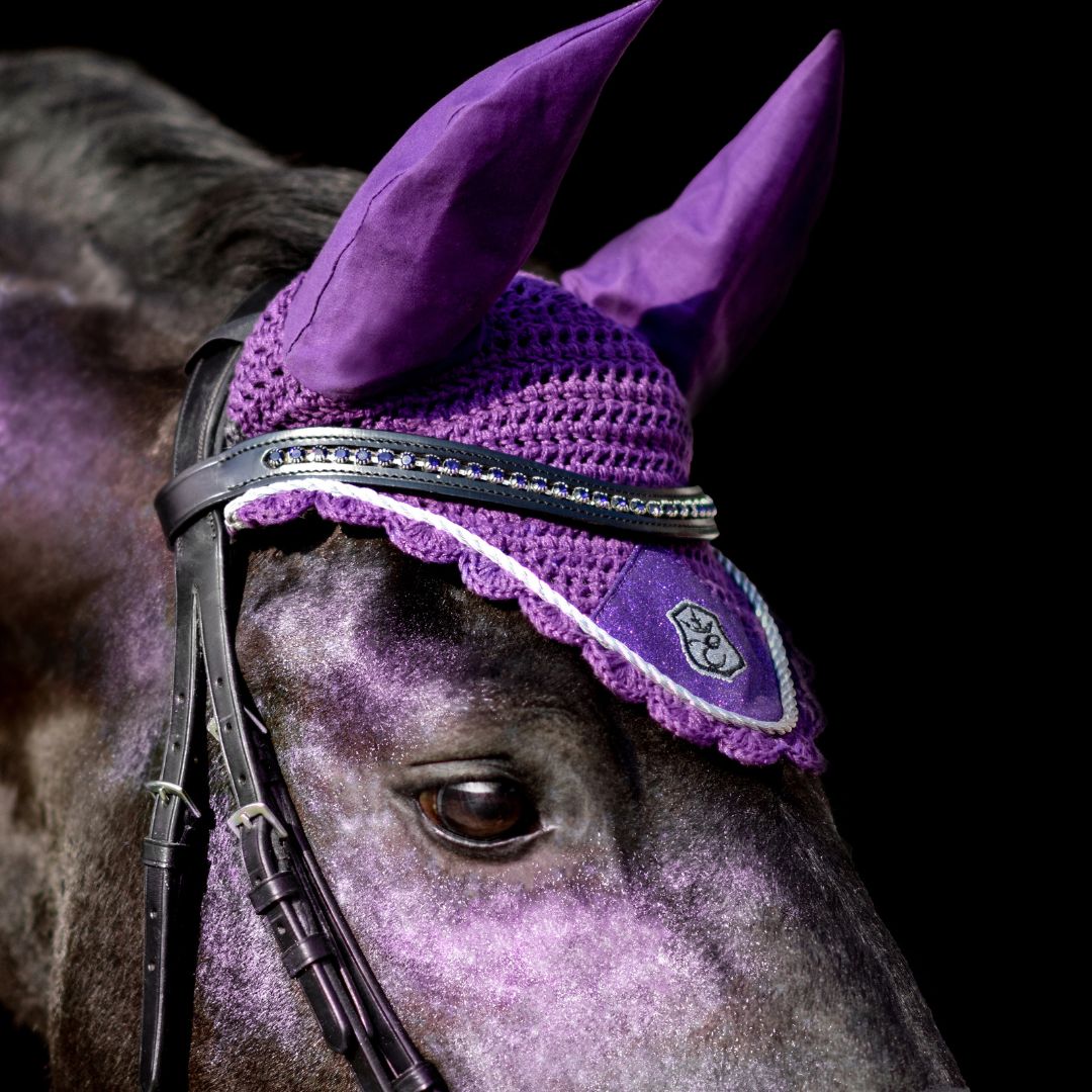Horse Fly Bonnet With Tassels- Horse And Pony Sizes (Pony, Lilac
